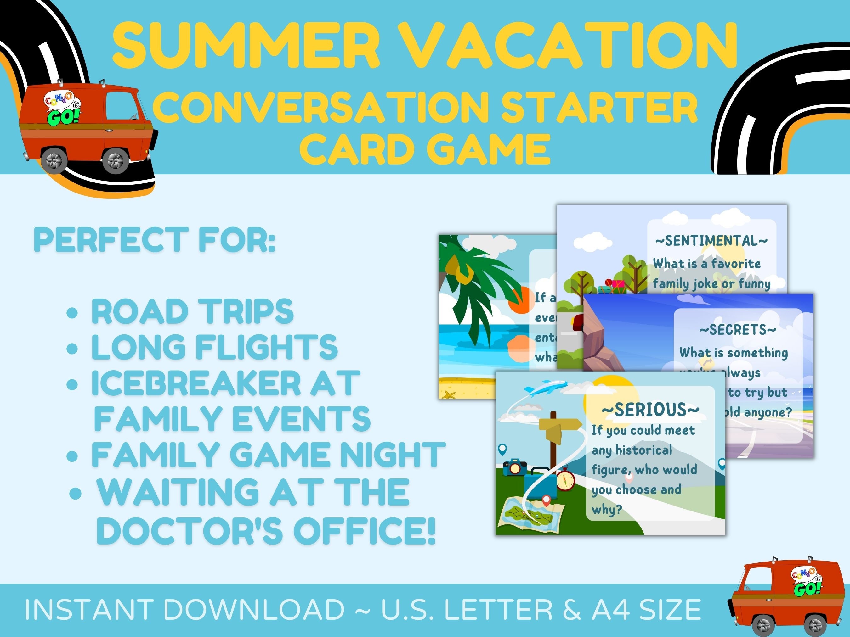 Road Trip Conversation Starter Question Cards for Kids and Families ...