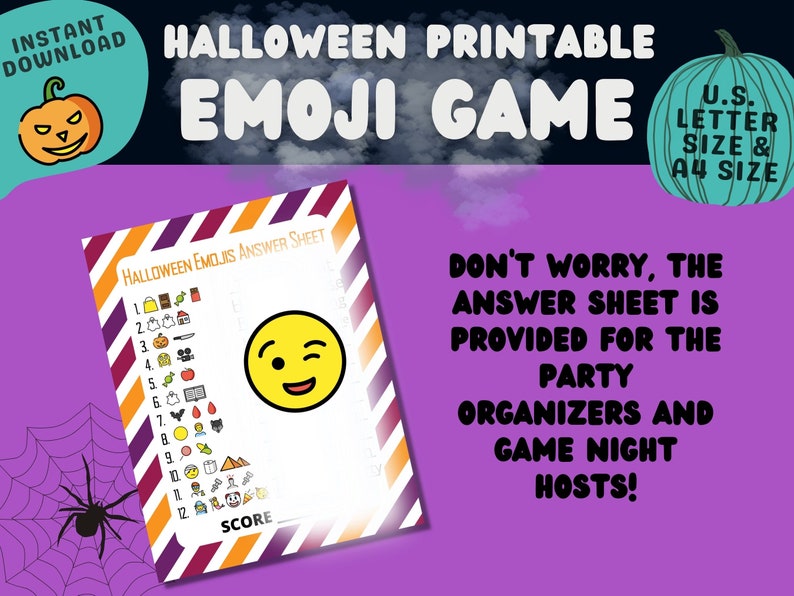 Halloween Emoji Pictionary Game for Kids October Trick or Treat Party ...