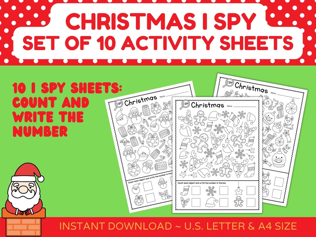 Christmas I Spy Counting and Coloring Xmas Pictures Prek K Maths U.S ...