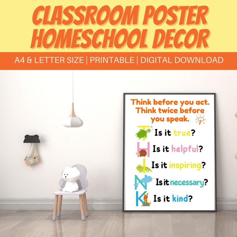 THINK Before You Speak Classroom Poster Homeschool Nursery - Etsy