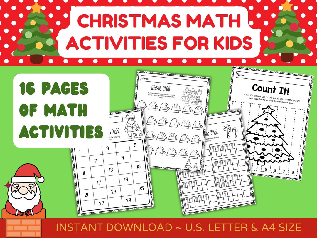 Christmas Math Activities Kindergarten Number Tracing Ten Frames ...