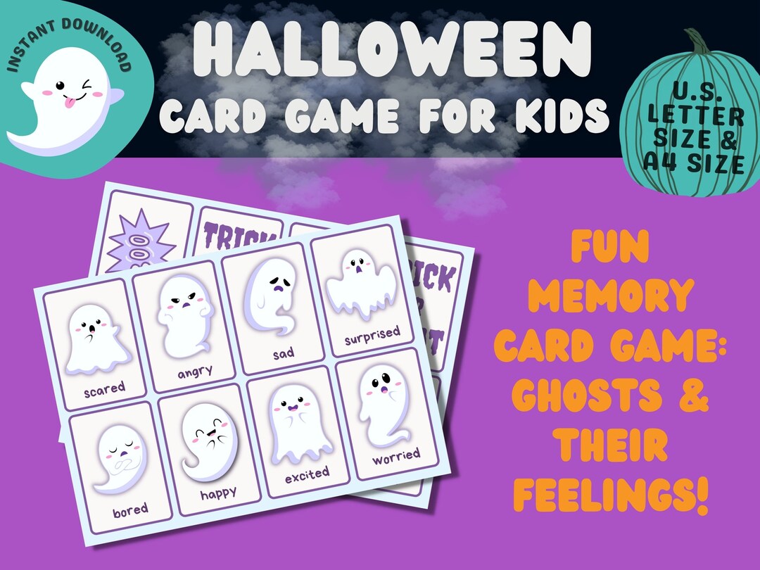Halloween Memory Card Game for Kids Feelings Vocabulary October Trick ...