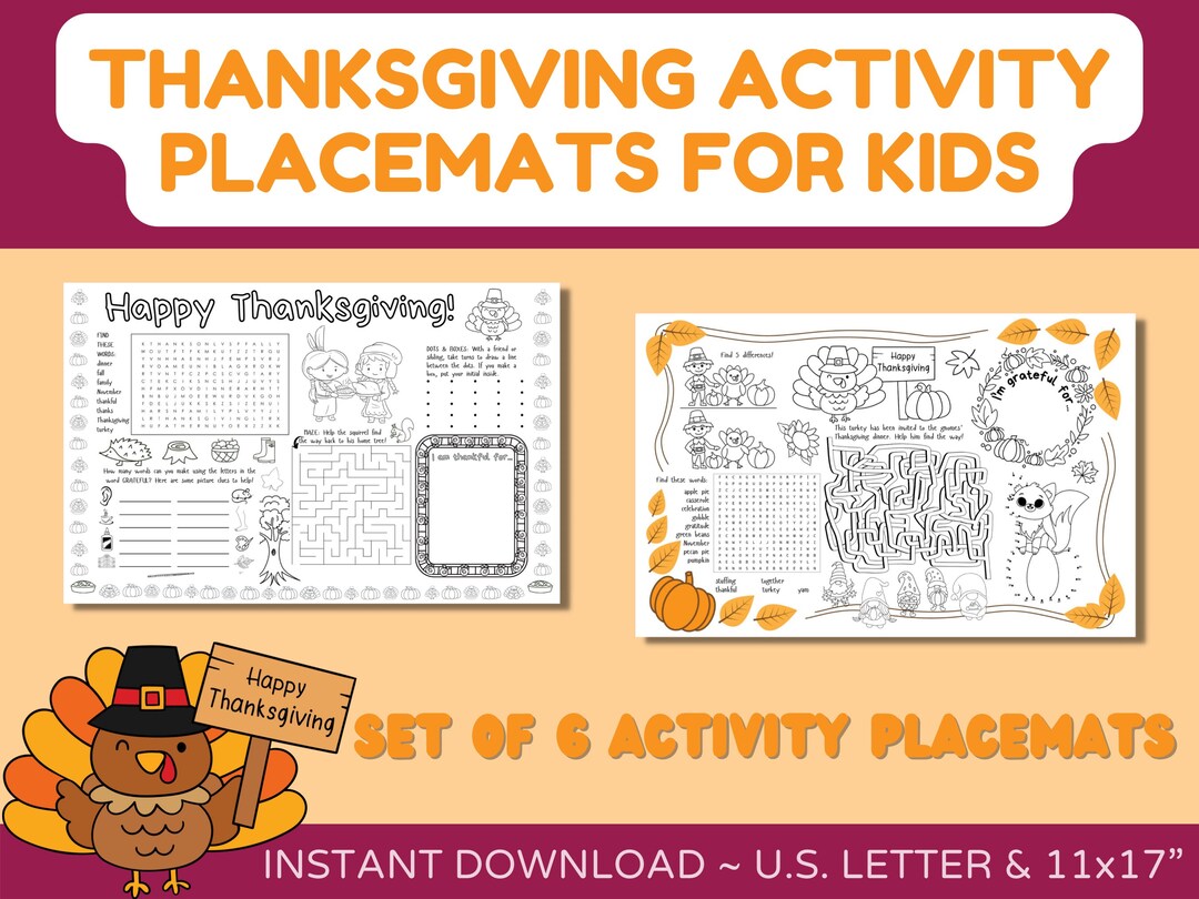 Printable Thanksgiving Placemats for Kids Thanksgiving Kids Table ...