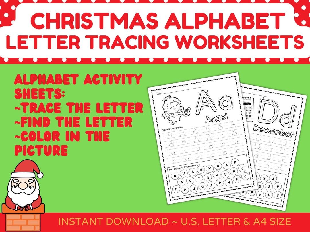 Christmas Alphabet Handwriting Practice Sheets Manuscript Printing ...