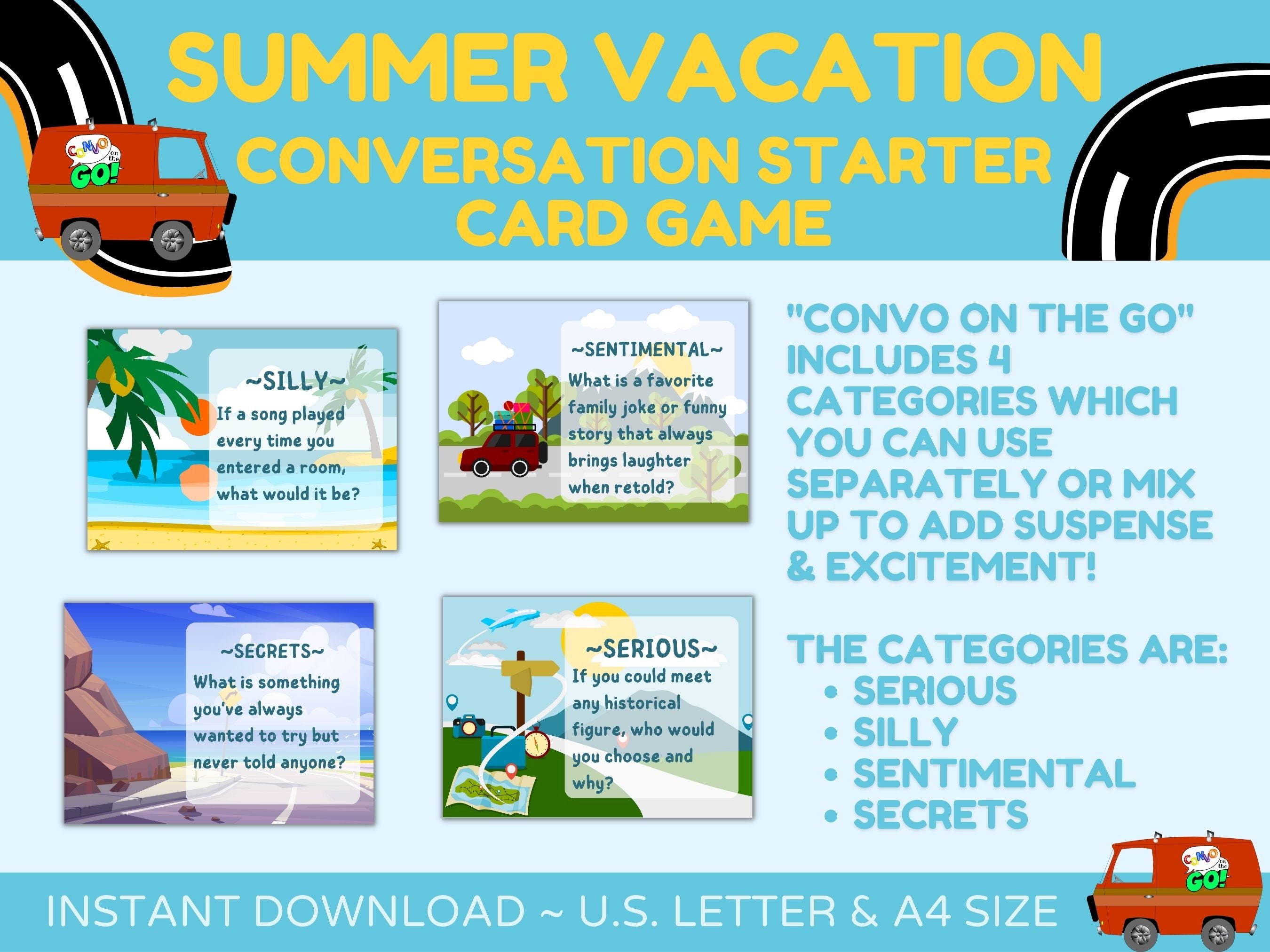 Road Trip Conversation Starter Question Cards for Kids and Families ...