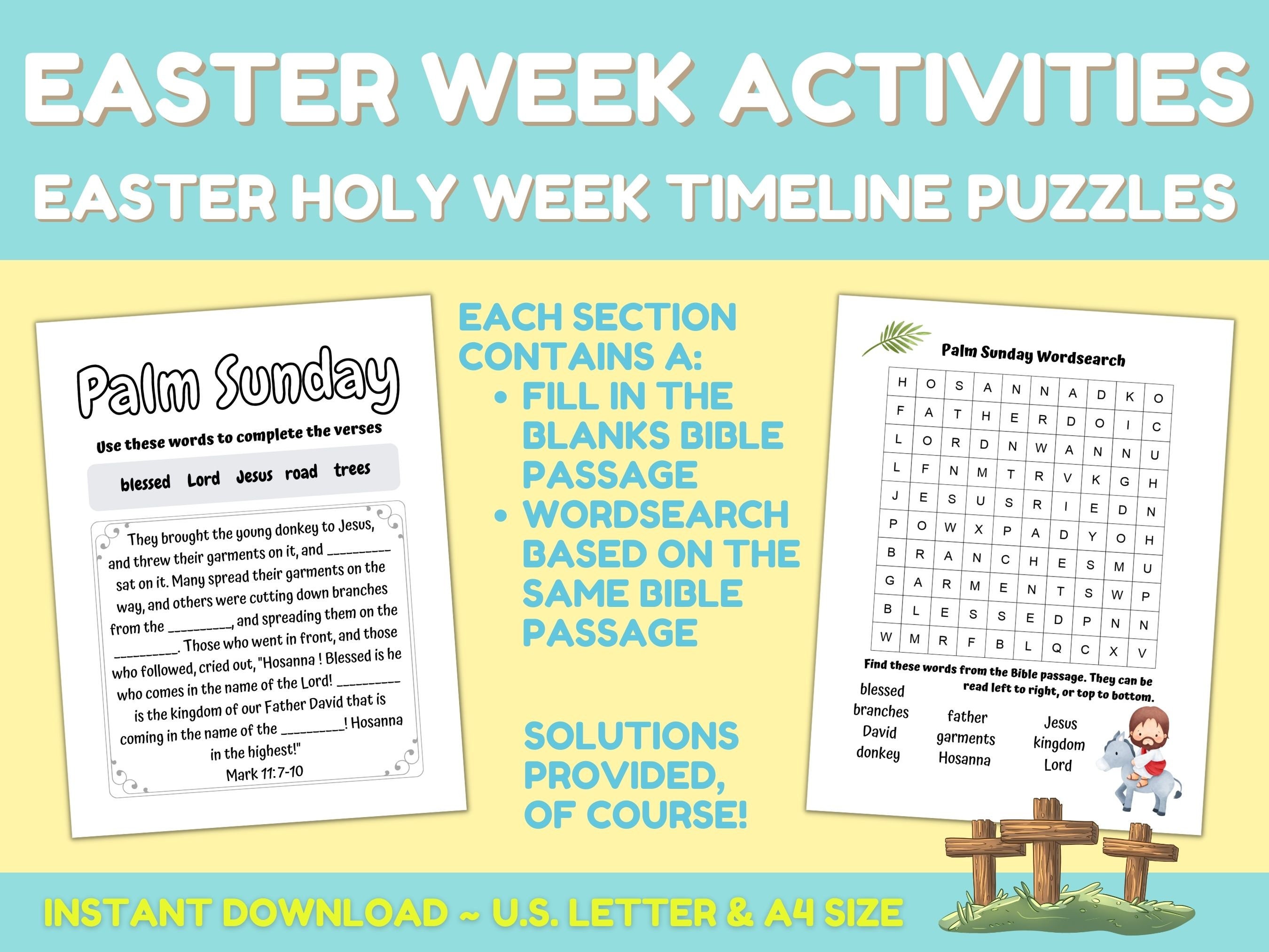 Easter Story Timeline Wordsearch Puzzles Fill in the Blanks Activities ...