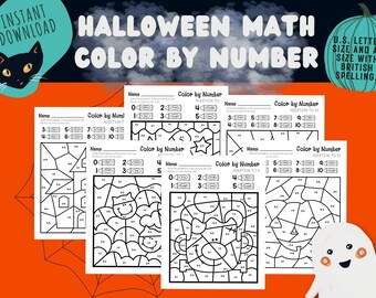 10 Halloween Color by Number Printables: Teach Numbers & - Etsy