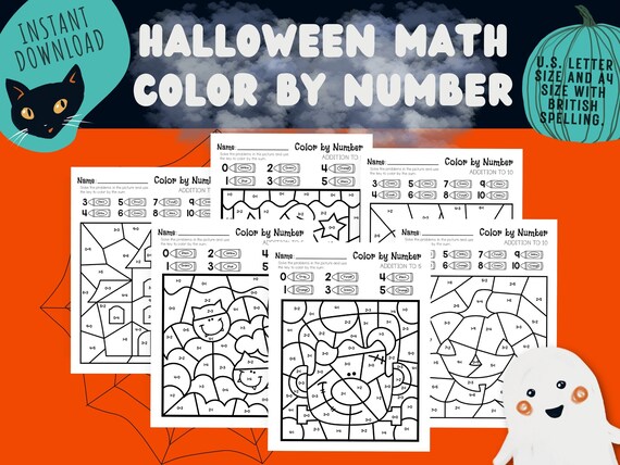 Hojas De Trabajo Para Colorear De Sumas De Halloween