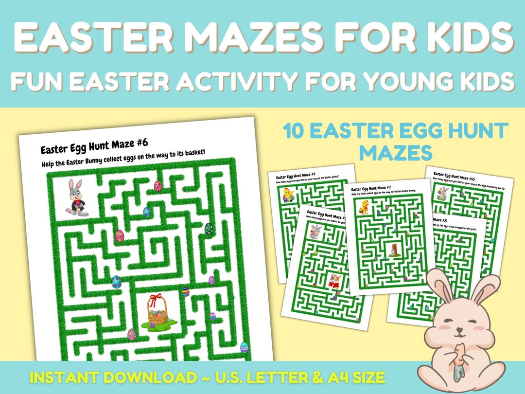 Easter Egg Hunt Mazes for Kids Easter Party Activity Printable Instant ...