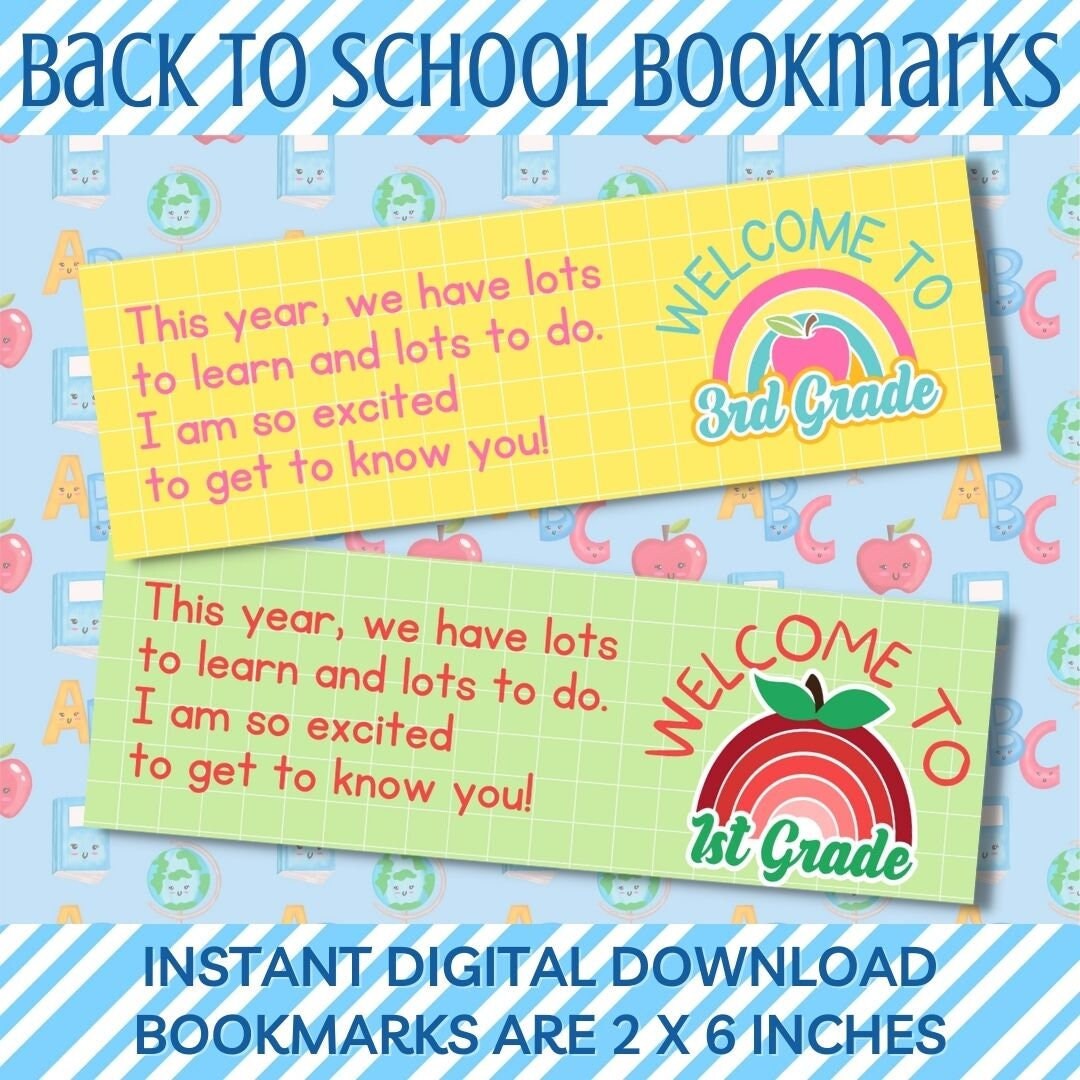 Back to School Printable Bookmarks Set With Message From Their New ...