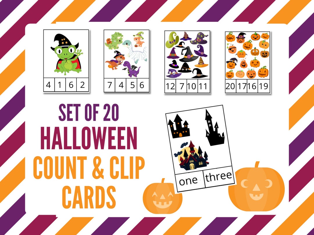 Halloween Math Count and Clip Cards Instant Download Printable Fun ...