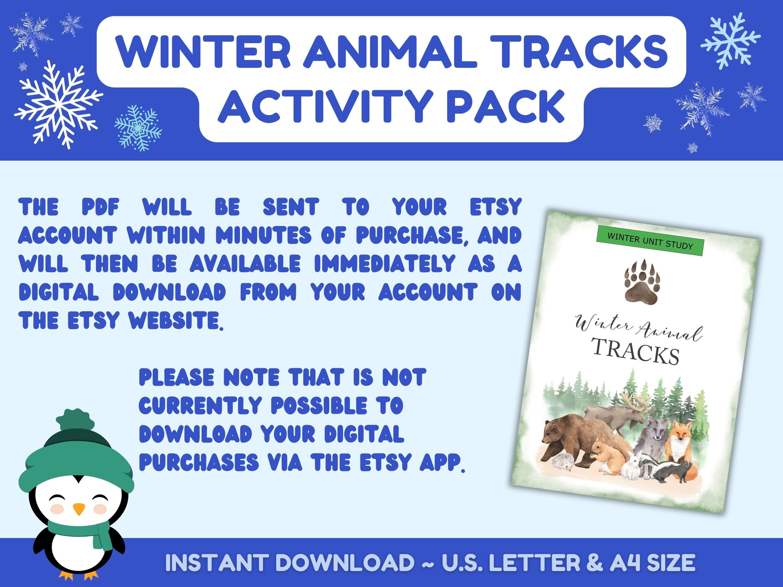 Winter Animal Tracks Activity for Kids Homeschool Unit Study 3 Part ...
