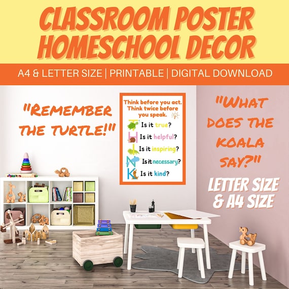 THINK Before You Speak Classroom Poster Homeschool Nursery - Etsy