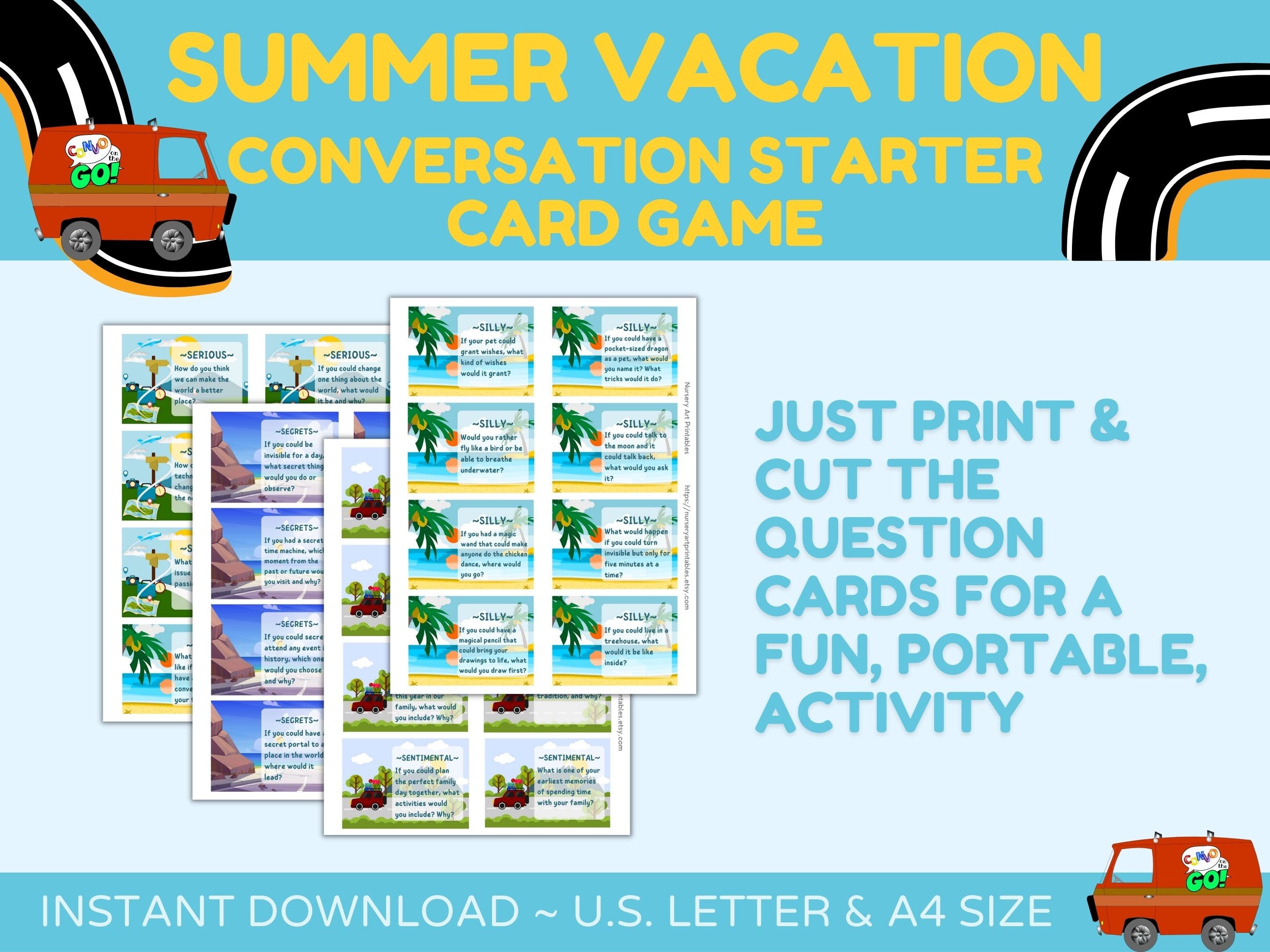Road Trip Conversation Starter Question Cards for Kids and Families ...
