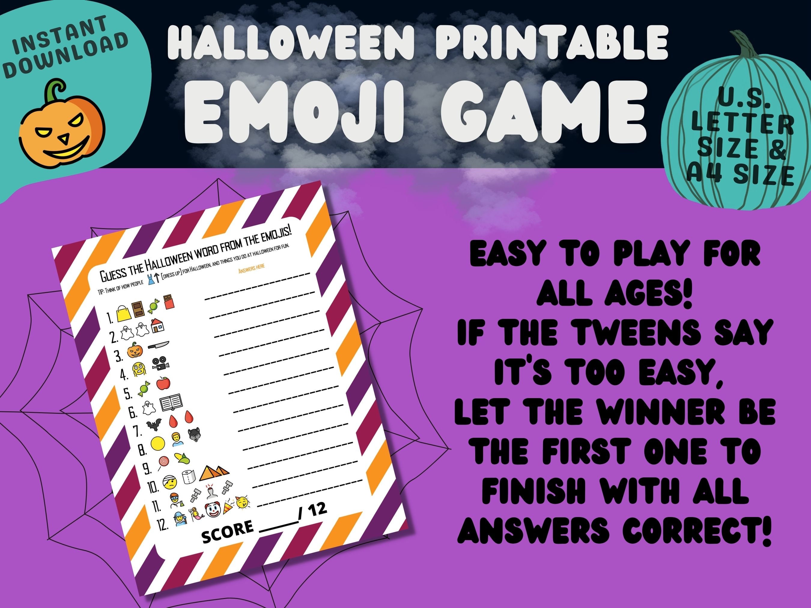 Halloween Emoji Pictionary Game for Kids October Trick or Treat Party ...