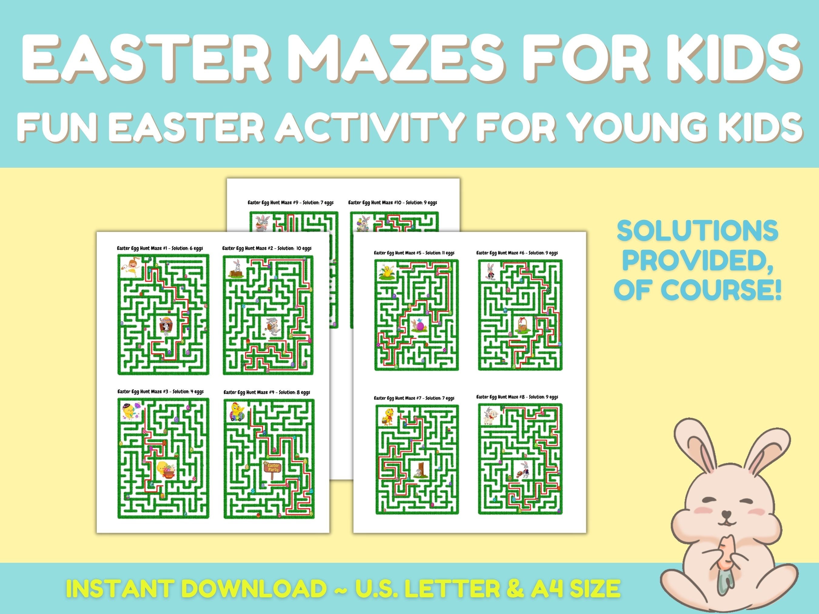 Easter Egg Hunt Mazes for Kids Easter Party Activity Printable Instant ...