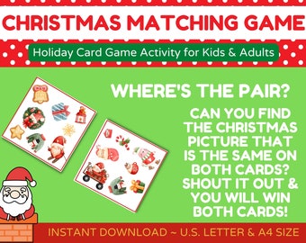 Christmas Matching Card Game - Etsy