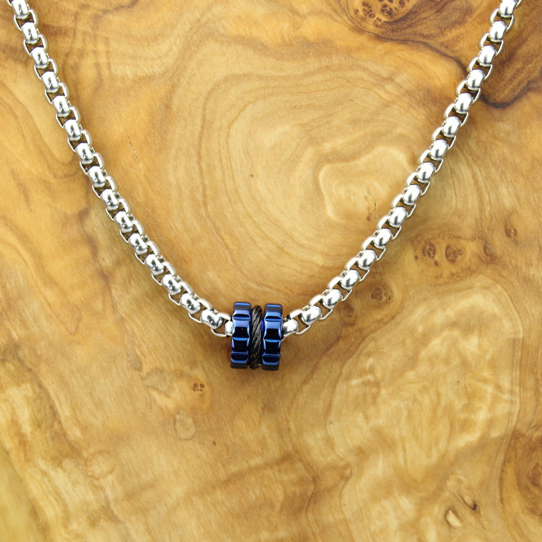 Necklace Heir Necklace 4 Mm With Firestone Beads Stainless Steel Beads ...