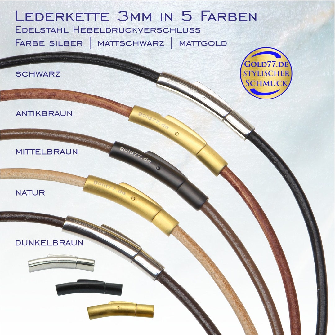 Smooth Leather Necklace in 5 Colors | 3 Mm Thick | Leather Bracelet 18 ...