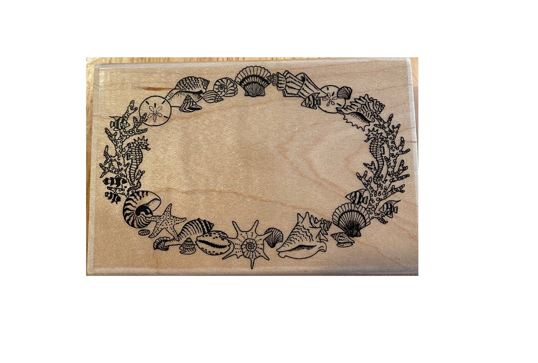 Seashell Oval Frame Wood Mounted Rubber Stamp Embossing Arts 13-JJ - Etsy