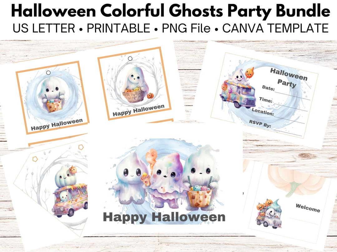 Halloween Colorful Ghosts Party Bundle - Etsy
