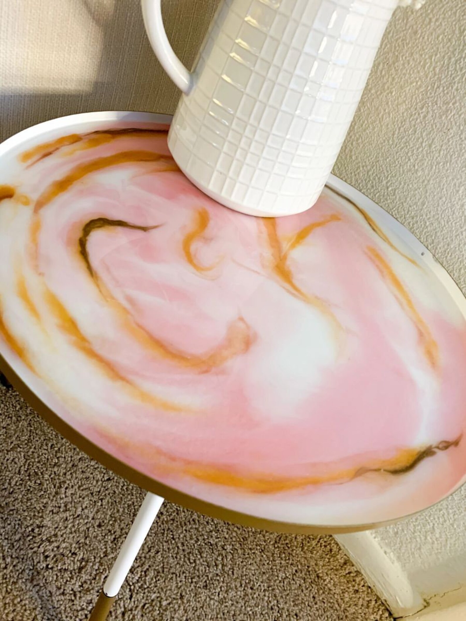 Pink and White Side Table Resin Table Tray Table Coffee - Etsy UK