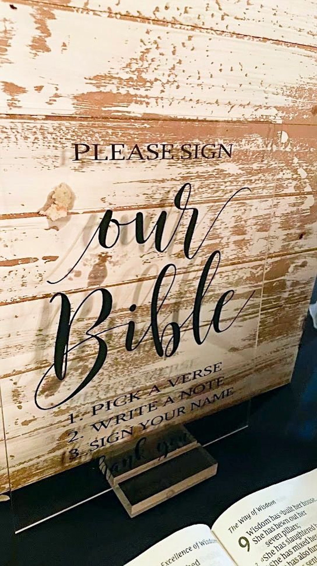 Please Sign Our Bible Acrylic Sign for Weddings, Showers, Reveal Party ...