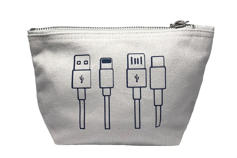 Personalised Cables Accessory Bag - Small Cotton Charger Storage ...