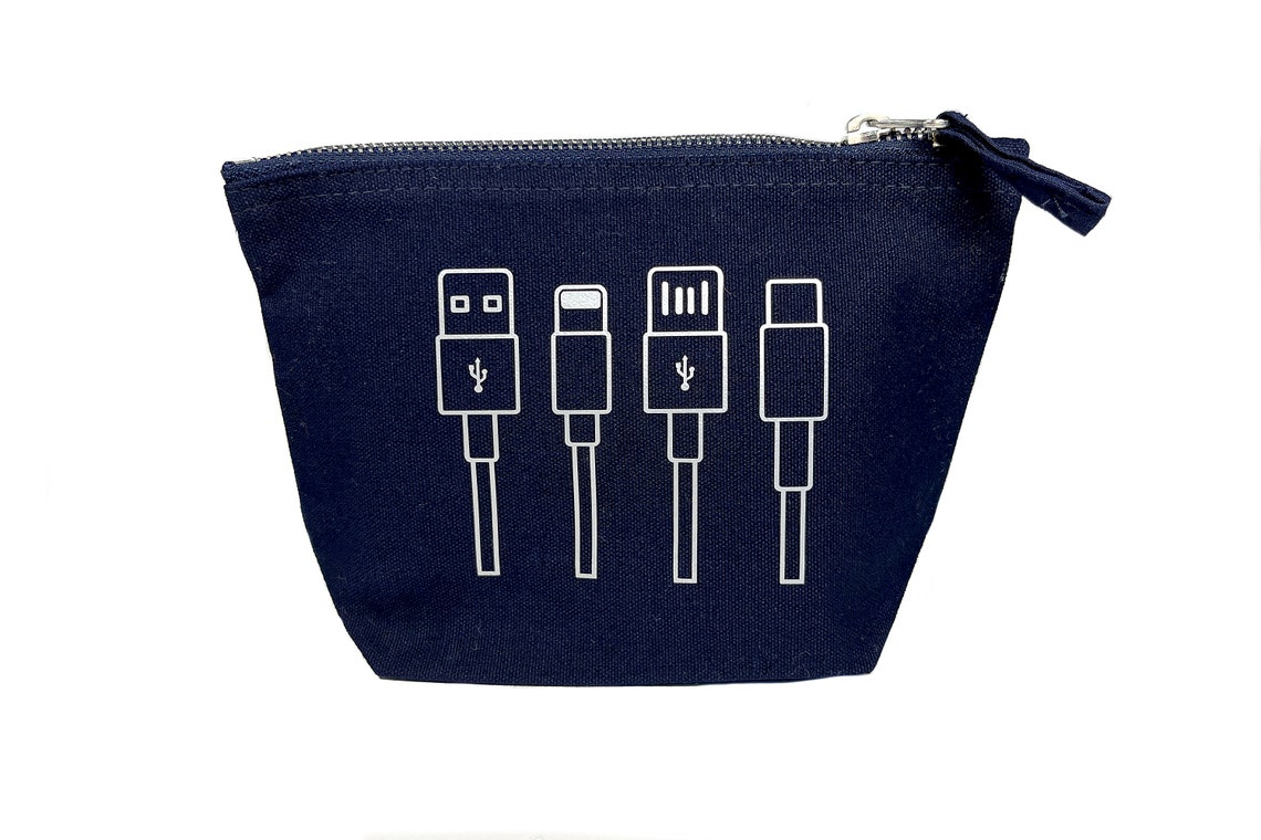 Personalised Cables Accessory Bag - Small Cotton Charger Storage ...
