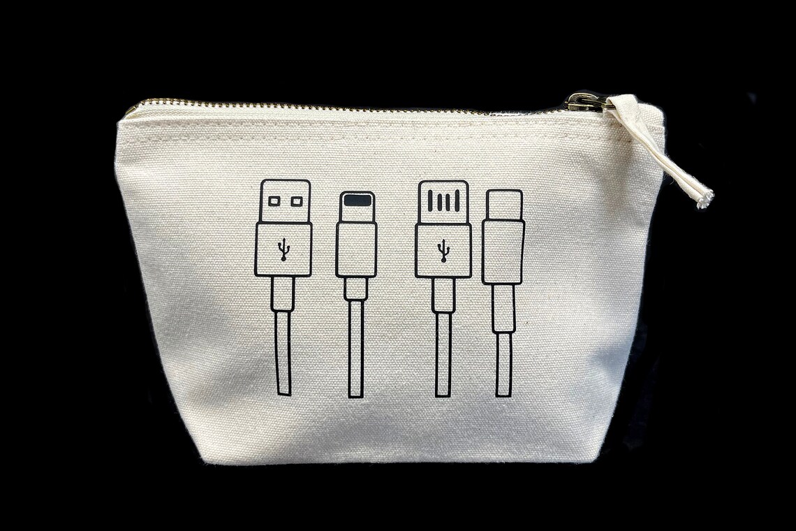Personalised Cables Accessory Bag Small Cotton Charger - Etsy