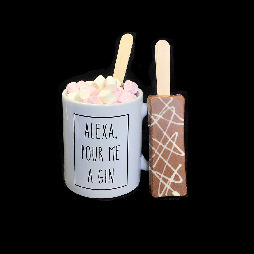 Alexa Pour Me A Gin, Coaster, Hot Chocolate Stirrer, 110z Ceramic Mug ...
