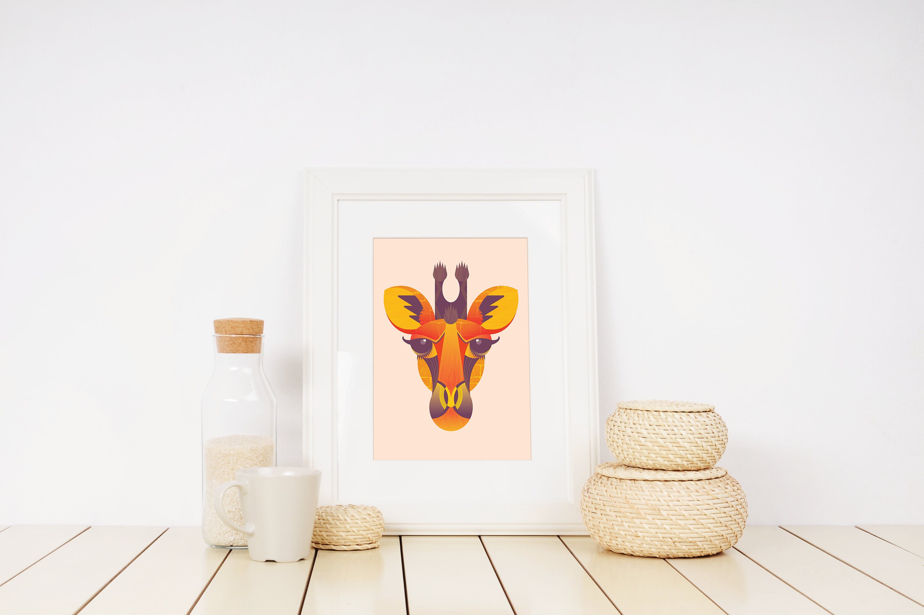Geometric Giraffe Digital Print Downloadable Wall Art Print - Etsy