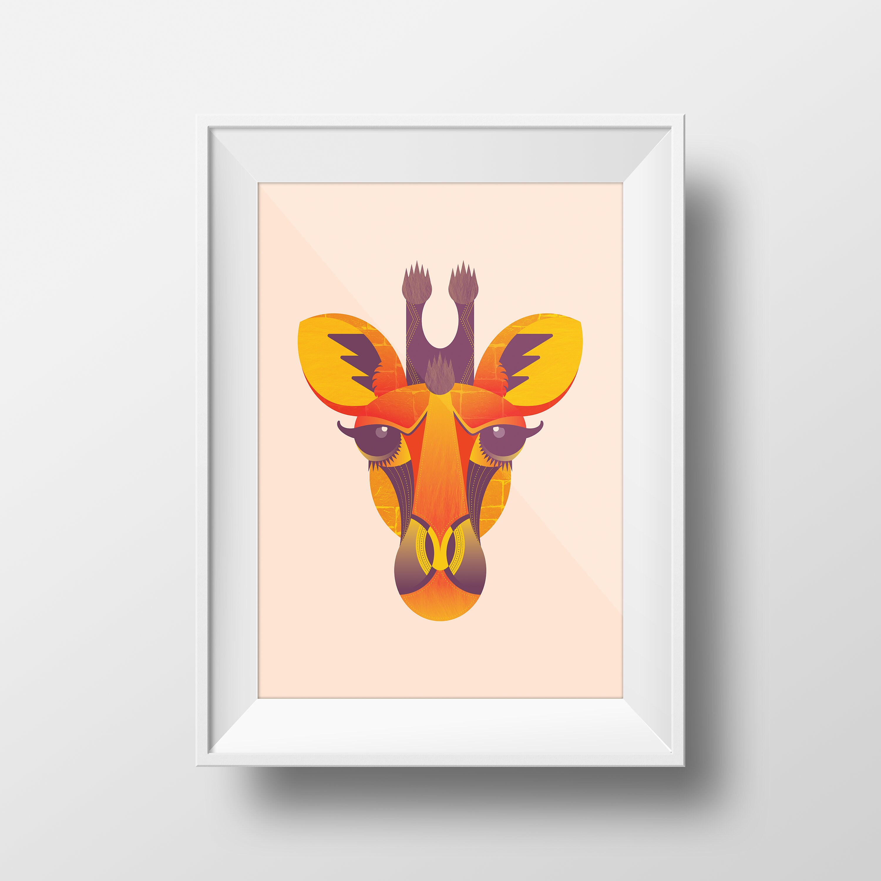 Geometric Giraffe Digital Print, Downloadable Wall Art Print, Nature ...