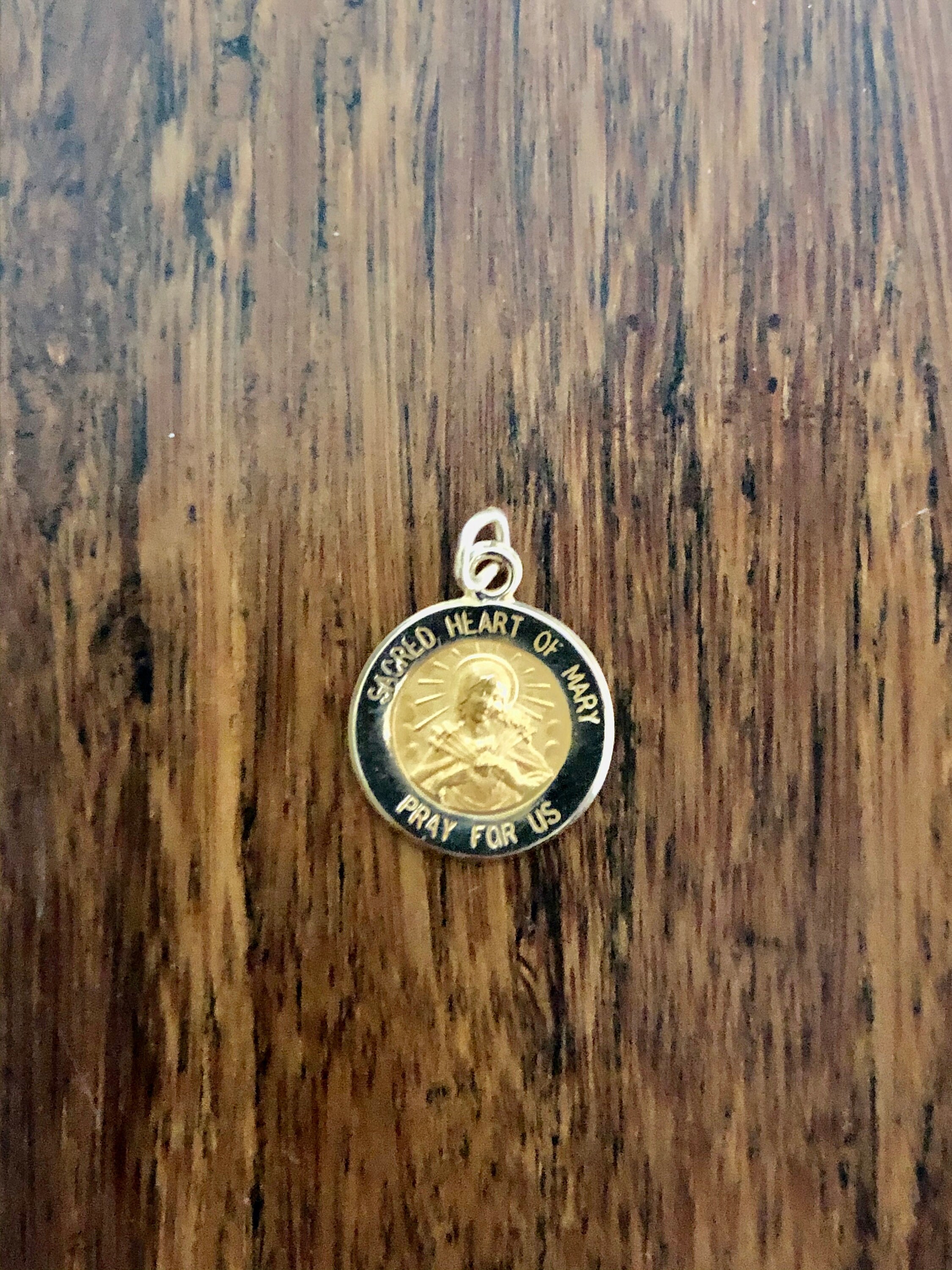 Mother Mary Sacred Heart Necklace Saint Santa Maria Medallion | Etsy