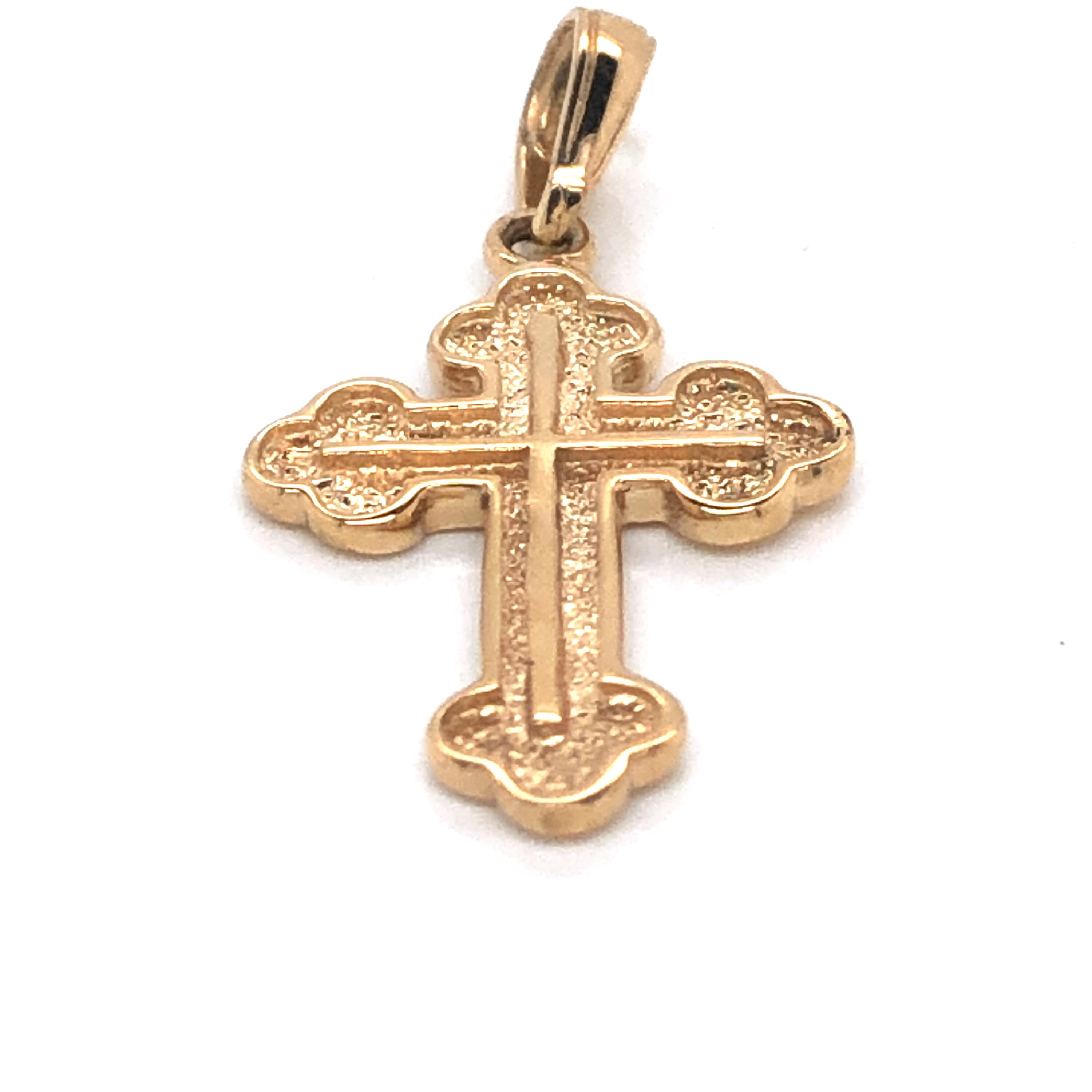 Budded Simple Inlay Solid 14k Gold Orthodox Christian Cross Greek ...