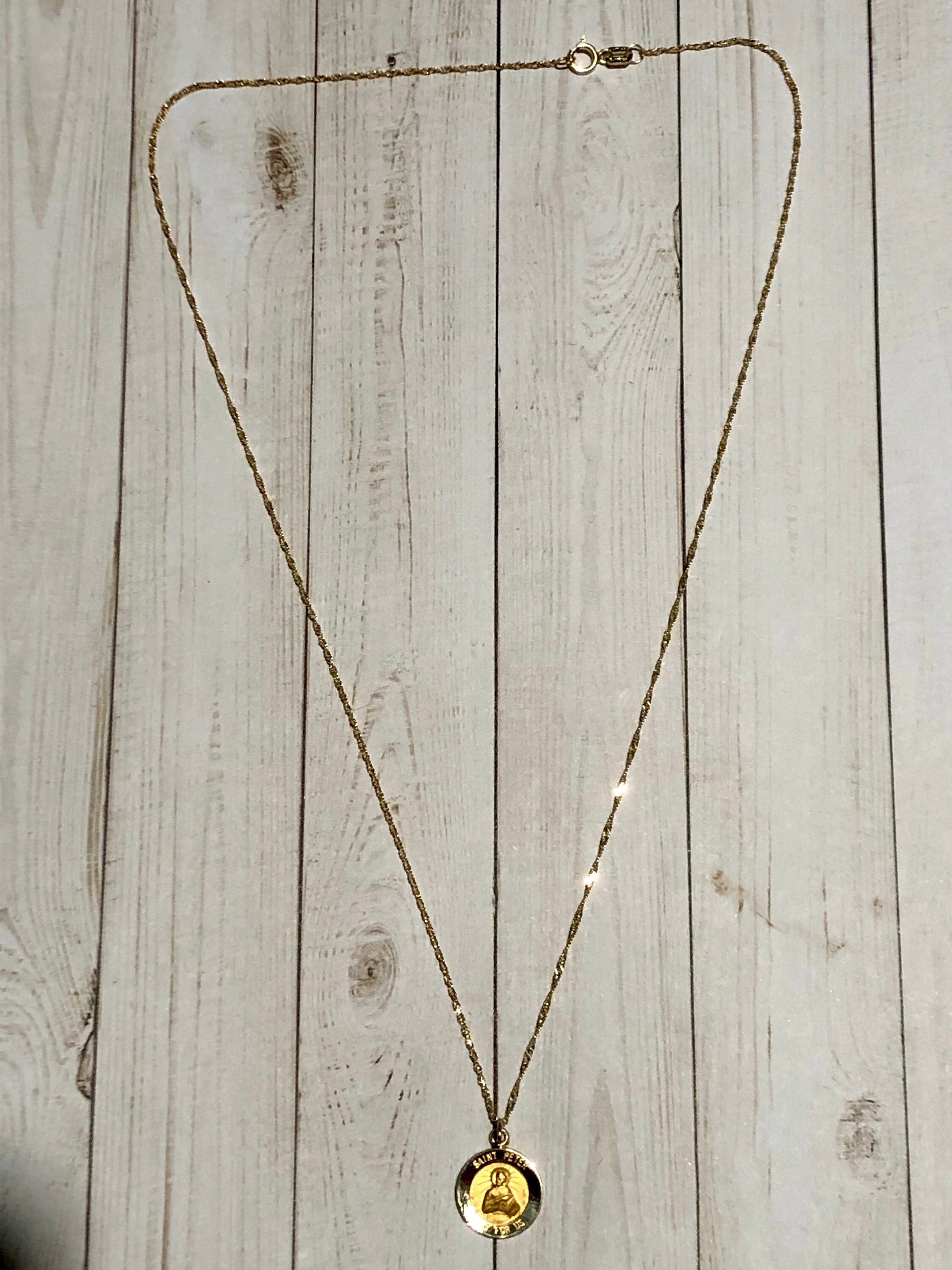 St Peter Necklace Saint Medallion Medal Baptism Christening | Etsy