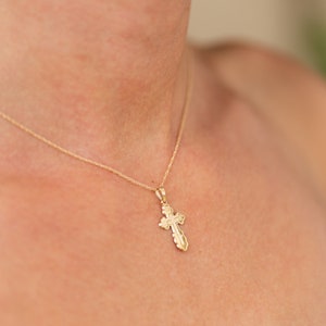Orthodox Cross Greek Serbian Russian Christening 14K Yellow Gold ...