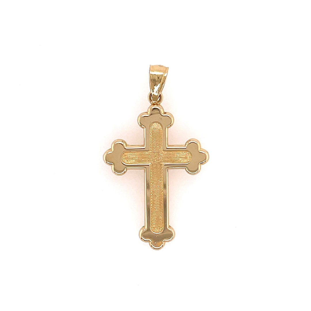 Budded Inlay Solid 14k Gold Orthodox Christian Cross Greek Serbian ...