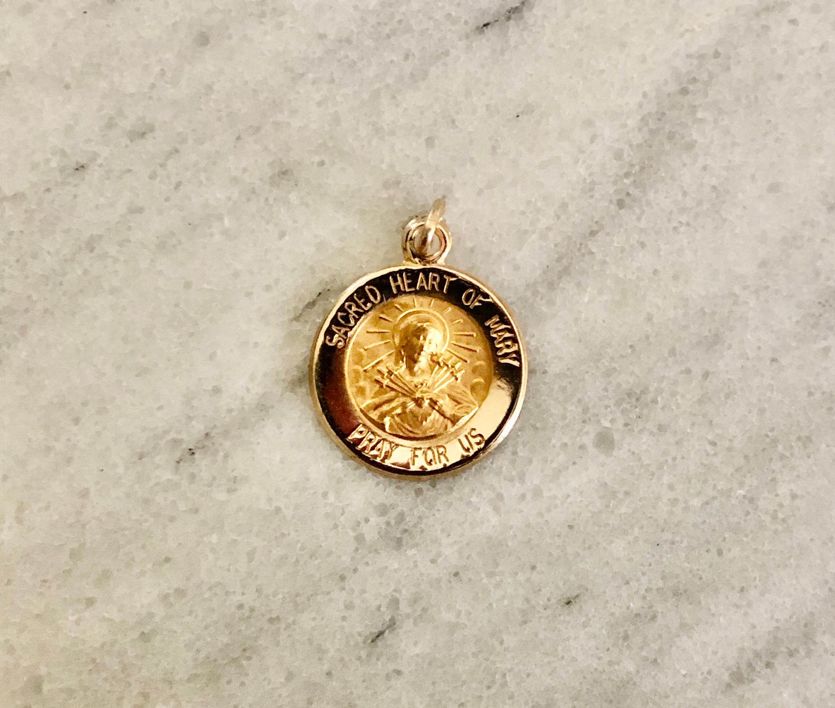 Mother Mary Sacred Heart Necklace Saint Santa Maria Medallion | Etsy