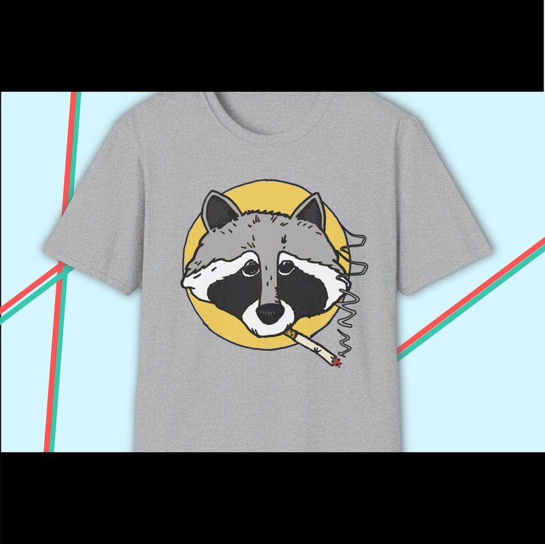 Raccoon Smoking A Cigarette Badass Trash Panda Cute and Funny Clothing ...