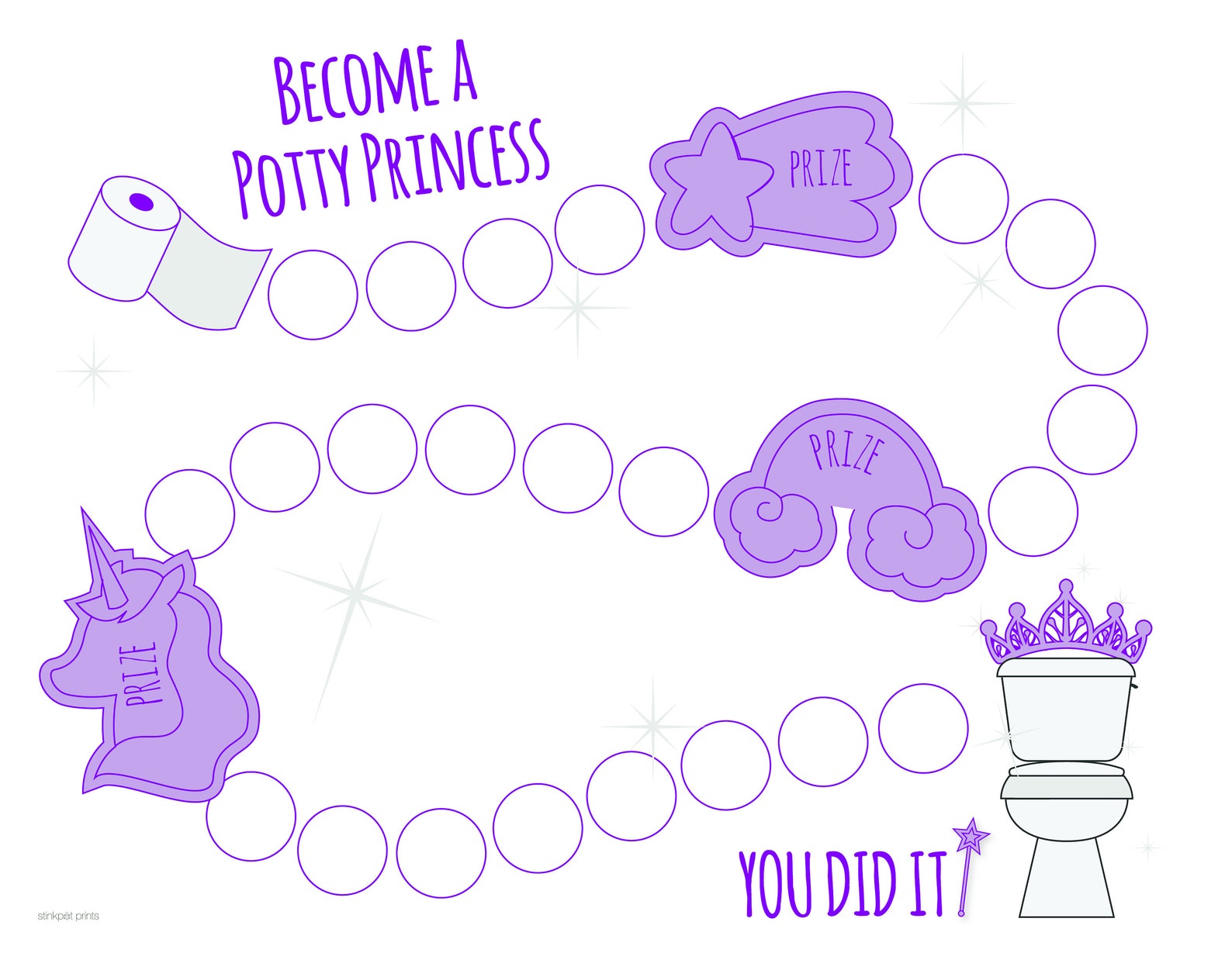 Cute. Toddler. Princess. Potty Training Chart. Print at Home. Reward ...