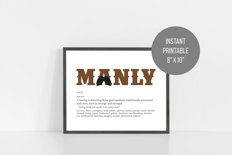 Manly Definition Art Print, Father's Day Gift (digital Download - Etsy ...
