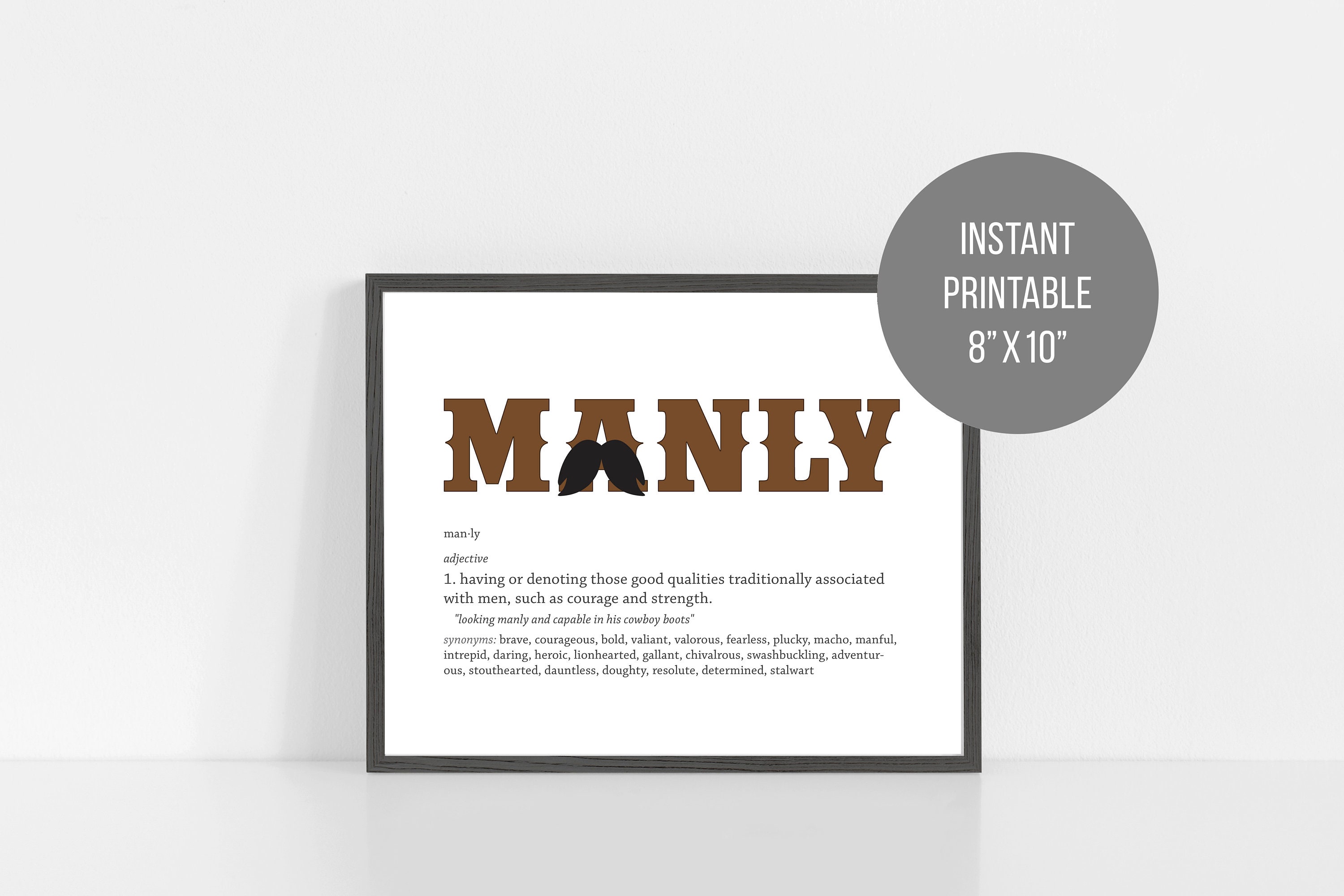 Father's Day Art Instant Download Print Manly Definition Mustache. Gift ...