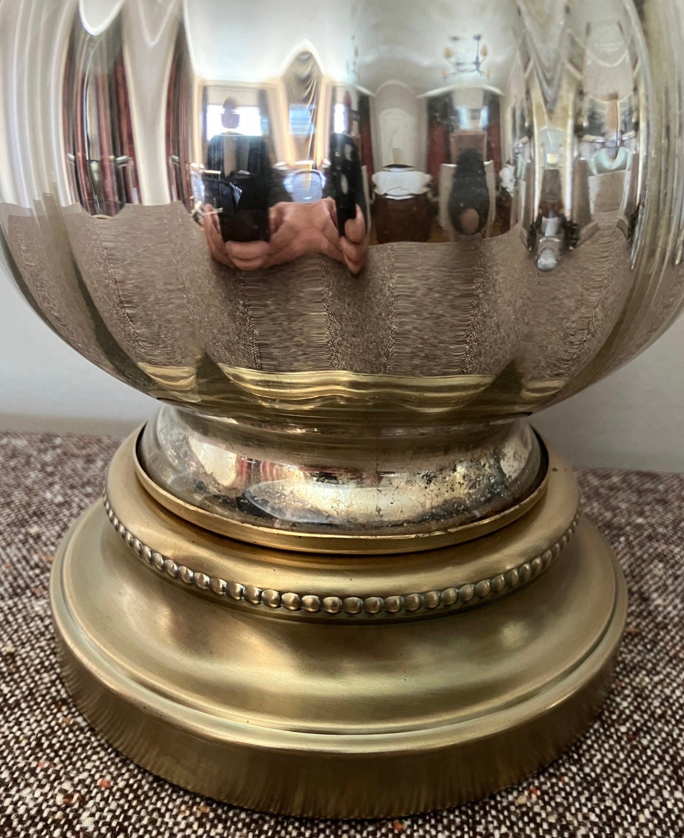 Ribbed Mercury Glass Column Table Lamp - Etsy