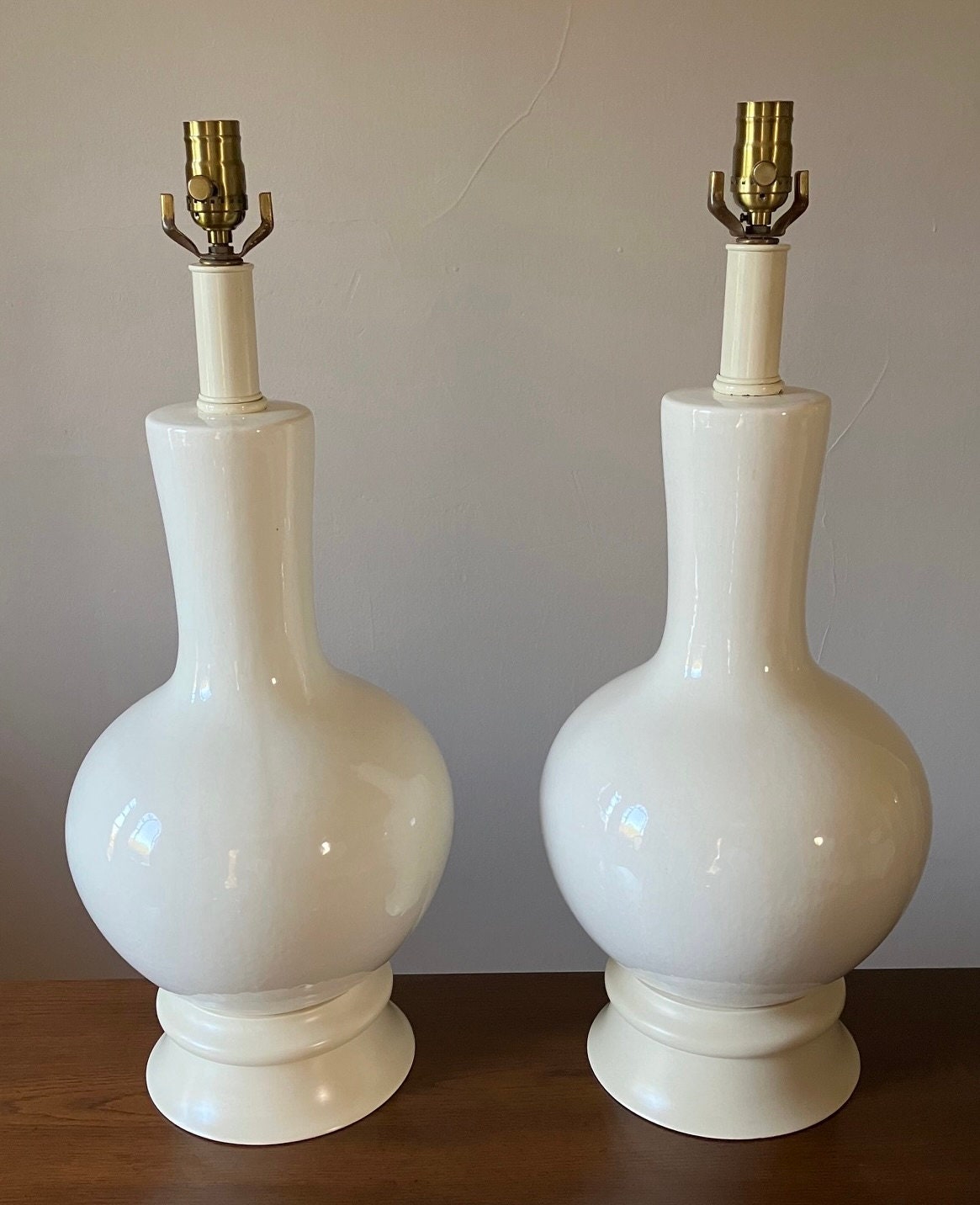 White Gourd Shape Vasiform Table Lamps Pair Available Priced per Lamp ...