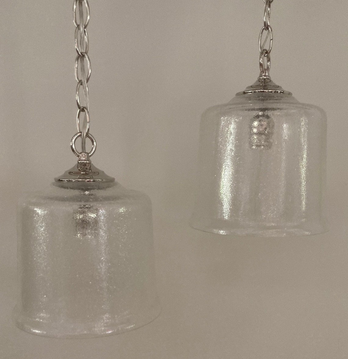 Vintage Seeded Glass Bell Pendant Lights - Etsy