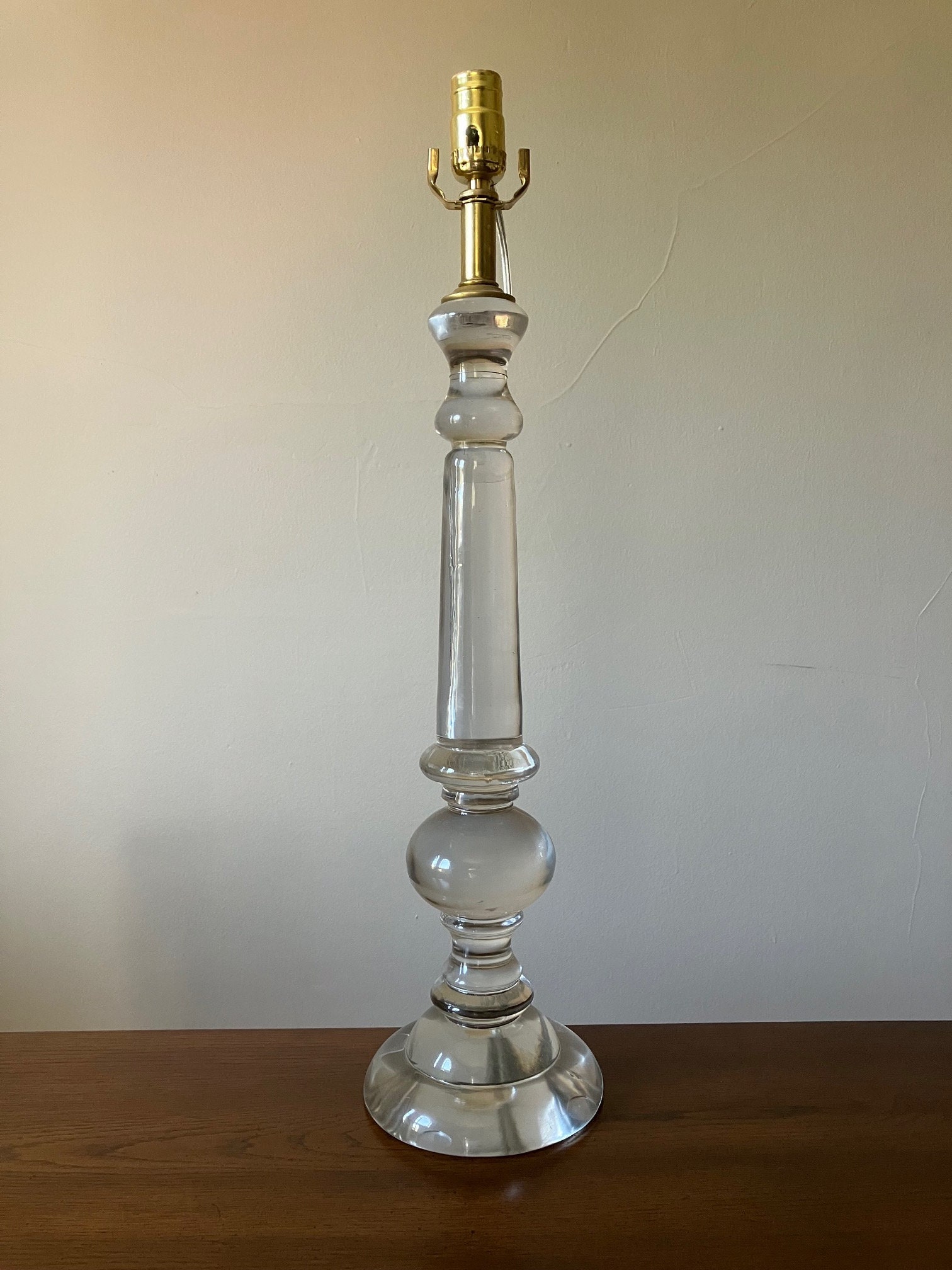 Solid Glass Footed Colonial Column Table Lamp - Etsy