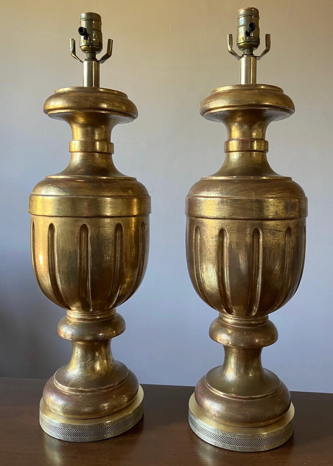 Gilded Wood Fluted Urn Table Lamps- 2 Available Sold Separately - Etsy