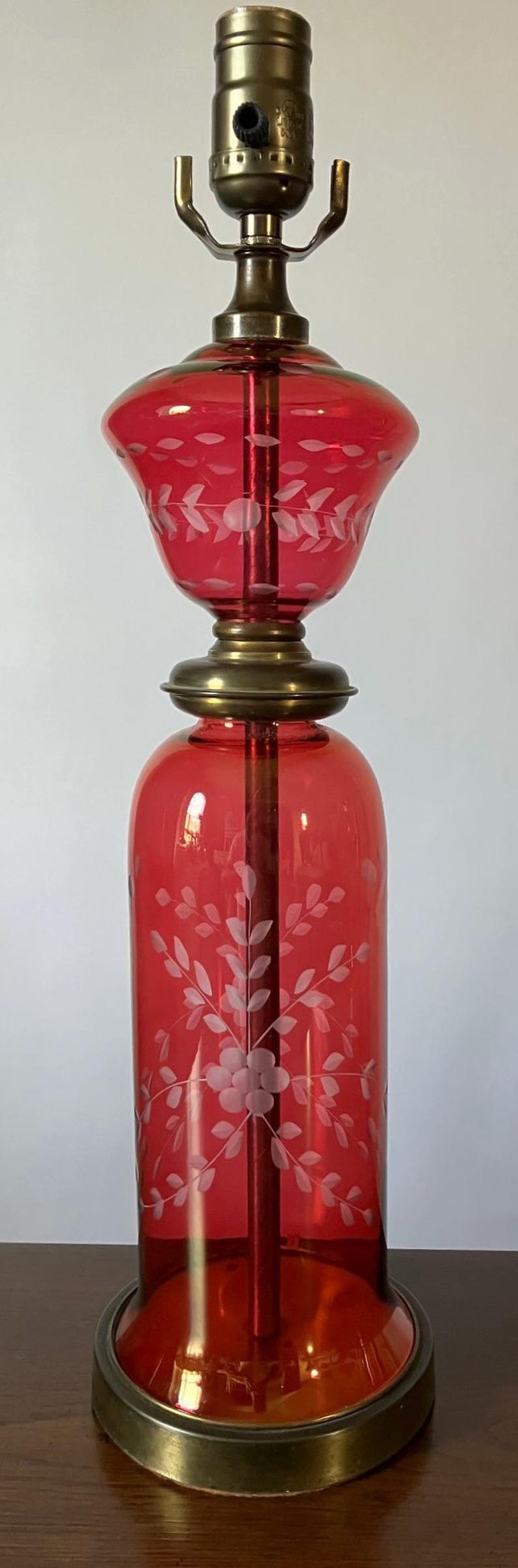 Vintage Cranberry Cut Glass Table Lamps 2 Available, Sold Separately - Etsy