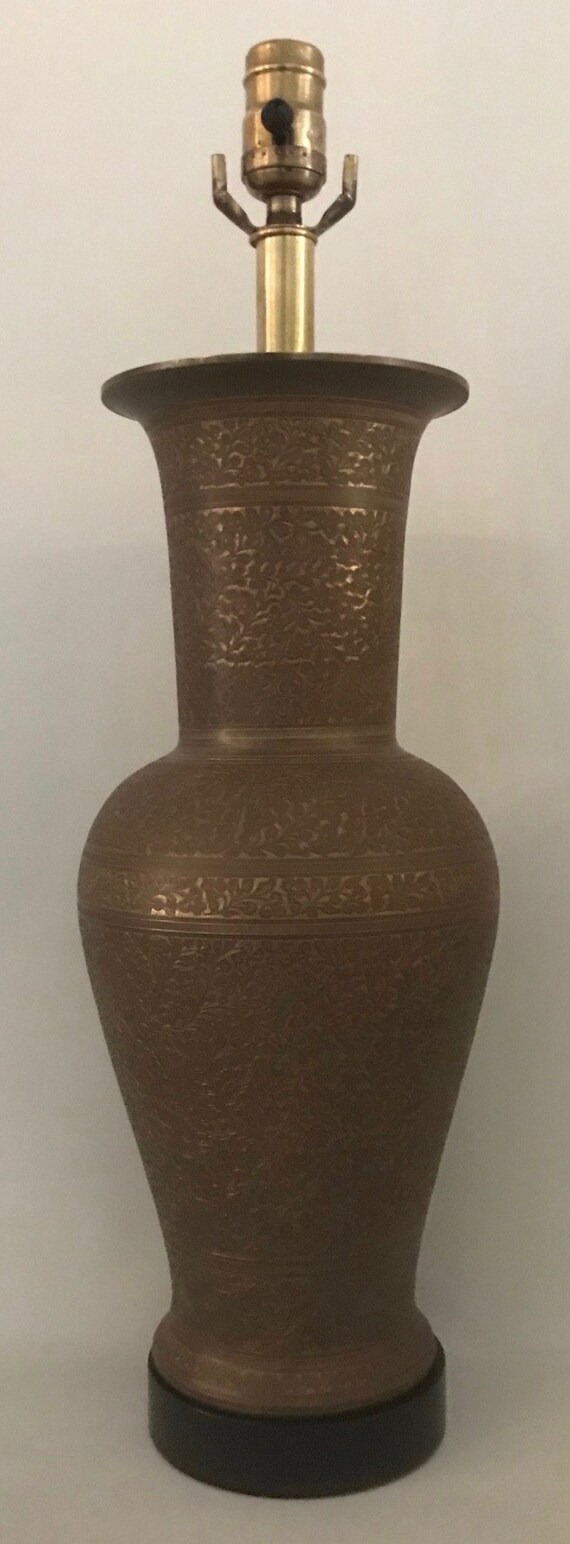 Vasiform Carved Brass Table Lamp | Etsy